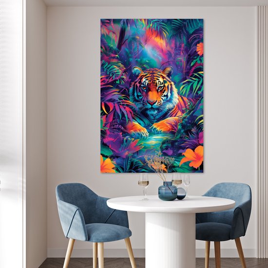Poster 80x120 cm - Tijger - Dier - Jungle - Kleurrijk - Posters ...