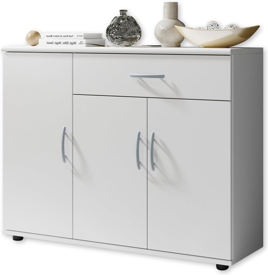 Moderne witte commode met lade - Dressoir met veel opbergruimte voor ...