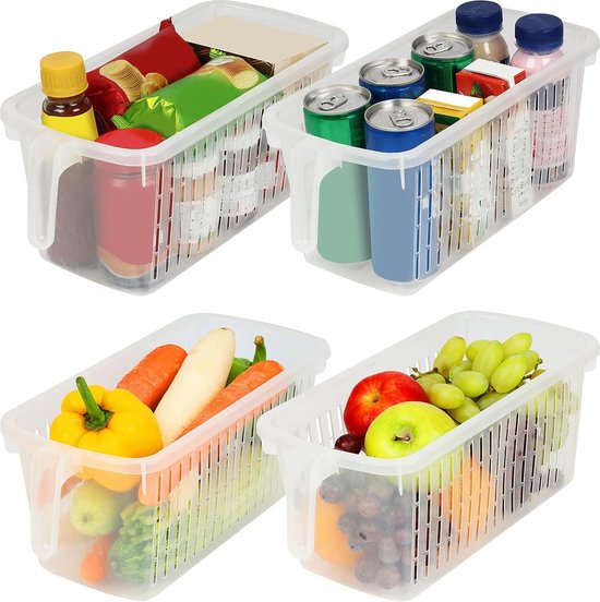 Freezer & Cupboards Storage Containers with Handles (4Pack) - 32cm ...