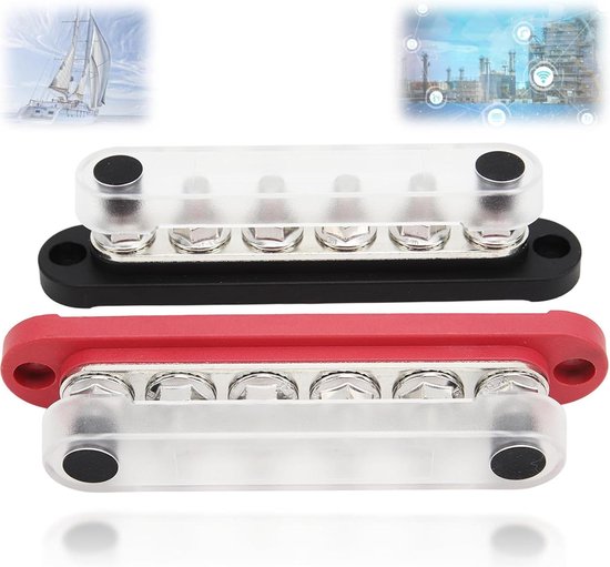 M8 Busbar Distribution Block - 12V-48V - 150A - Koperen platen - 6 x M8 ...