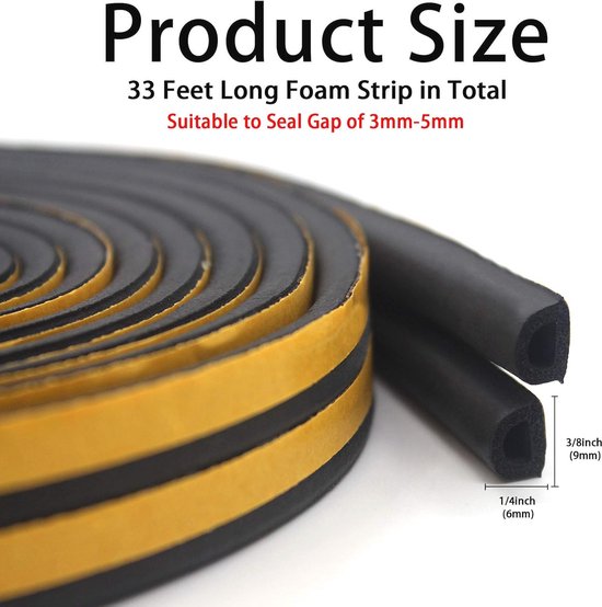 Weer Stripping voor Deur en Raam - Zelfklevende Venster Seal Foam Strip ...
