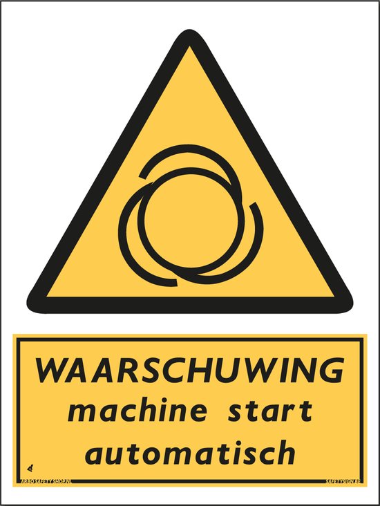WAARSCHUWING Machine start automatisch bord - Bord 300 x 400 mm ...