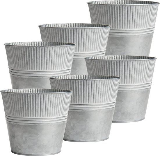 Set van 6 verzinkt stalen bloempotten - moderne decoratie en ...