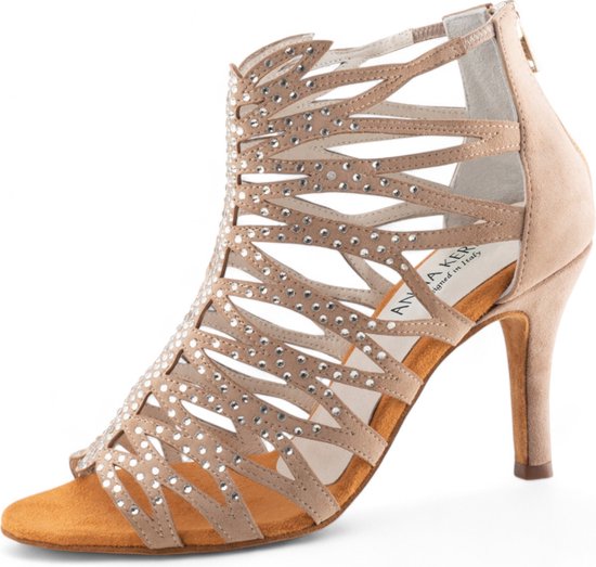 Anna Kern 800 - 75 Celeste Dames Dansschoenen - Beige met Strass - Enkellaarsje - Hoge... | bol