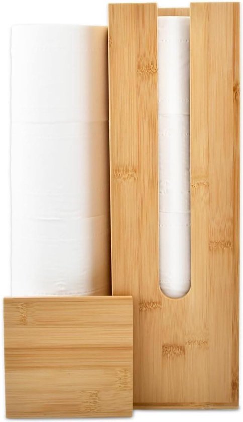 WC Rolhouder Bamboe toiletpapieropslag houten wc-rolhouder voor 4 ...