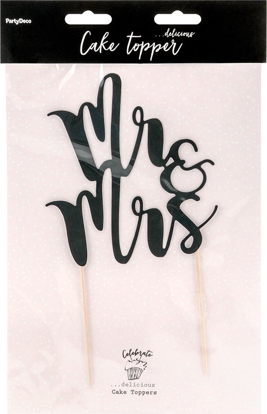 Taarttopper Mr & Mrs Zwart 25,5cm | bol