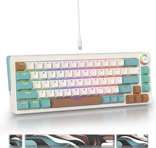 Mechanisch Gaming Toetsenbord 65% - Hot Swappable met RGB Verlichting ...