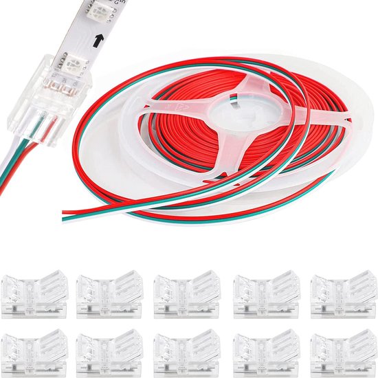 10 m 22 AWG 3-pins LED strip verlengkabel + 10 stuks 3-pins LED strip ...