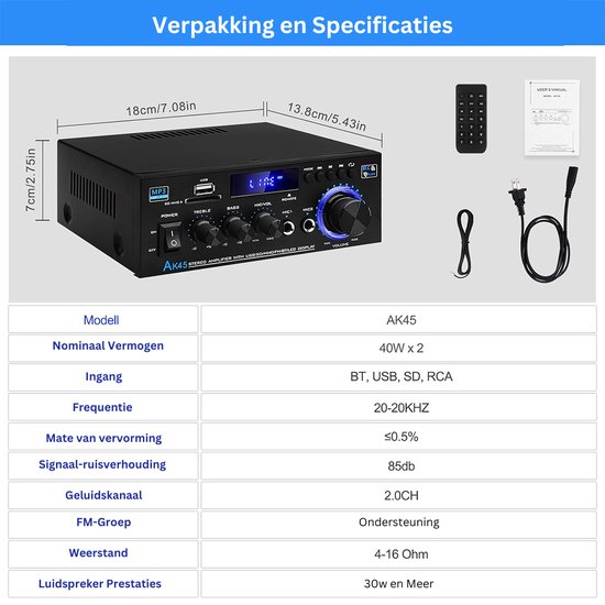 Versterker Audio - Auto Versterker voor Speakers - Zwart | bol