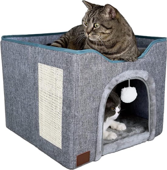 Inklapbaar kattenhuis met terras - Hol voor katten en kleine honden ...
