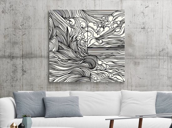 Line art relief schilderij | Linear Harmony: A Striking Fusion of Form ...