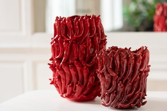 J-Line vaas Peppers - porselein - rood - extra large - 45 cm hoog | bol