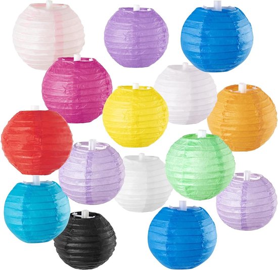 Lampion Papieren Mini-Lantaarns - 15-Delig - Veelkleurig Carnaval ...