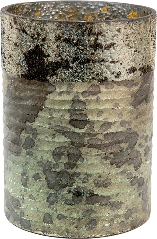 HAES DECO - Windlicht Ø 18x25 cm Groen Glas Rond Kaarsenhouder ...