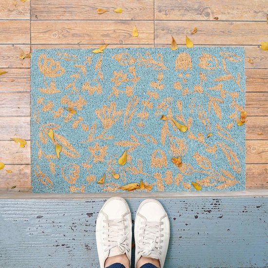 Droogloopmat Bloemen Print 40 x 60 cm - Antislip Kokosmat voor Binnen ...