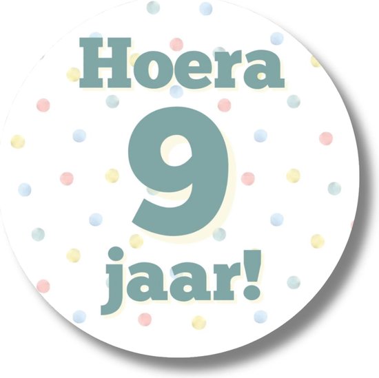 20 x Stickers Hoera 9 jaar | Cadeaustickers Traktatiestickers | 9e ...