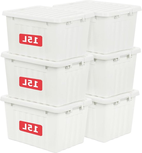 15 liter plastic opbergdoos wit draagtas - organiserende container met ...