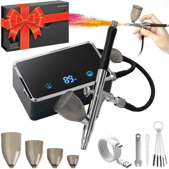 Airbrush Set Met Compressor Set – Airbrush Pistool - Airbrushsets - Compleet met... | bol
