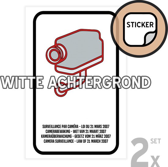 Pictogram/ stickers (wit) (2x) | Camerabewaking Wetgeving 21 maart 2007 ...