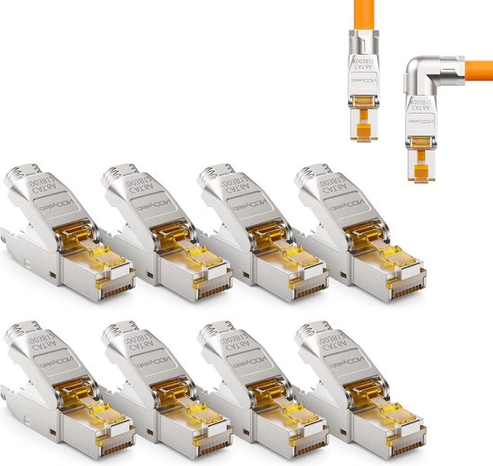 CAT 6a RJ45-Stekker met Hoek van 90° - Gereedschapsloos - 10 Gbit/s ...