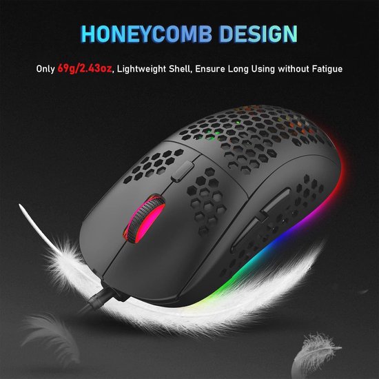 RGB Gaming Muis met 6 Programmeerbare Toetsen en 6400 DPI | bol