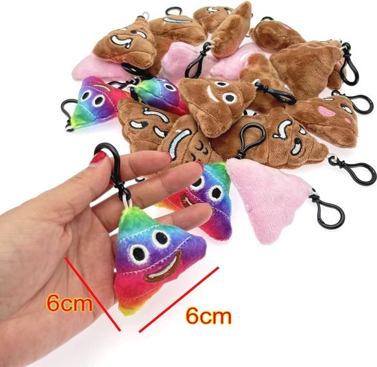 Mini Poep Emoticon Pluche Sleutelhangers - 24 Stuks voor Feesten en ...