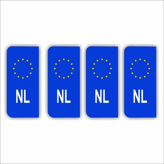 Kenteken sticker set 4 stuks blauw, geel. | bol