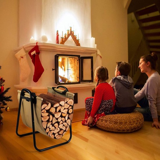 Haardhoutopslag - Houtopberging Houten Open Haard Loghouder Rek met ...