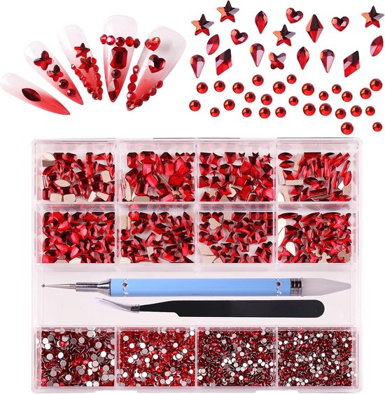 Rhinestones Kit for Nail Art - 3320pcs 3D Mix Rhinestone Crystals - 24 ...