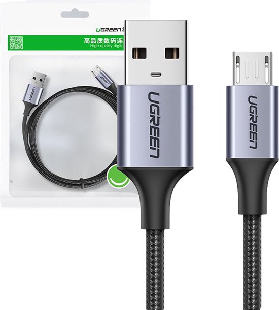 Ugreen - kabel - USB - micro USB 2m grijs - (60148) | bol