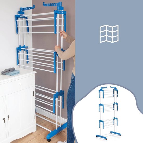 Wasrek Inklapbaar droogrek met 3 niveaus en zijvleugels ...