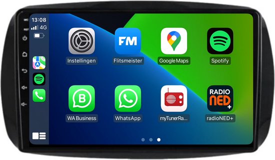 Carplay autoradio voor Smart Fortwo Forfour | 2015 t/m 2019 | Android 13 | Draadloos... | bol
