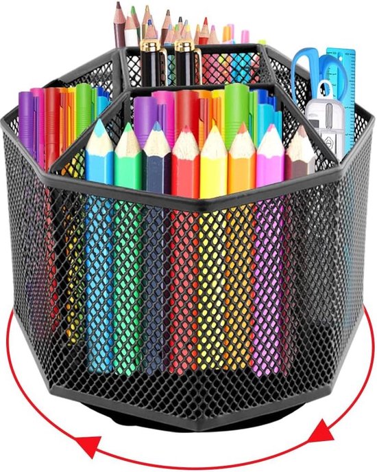 Roterende pennenhouder - 360 graden draaibaar bureauorganizer met 5 ...