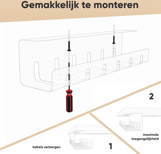 Kabelgoot set van 2 - DEKRA gecertificeerd - kabelmanagement - 2 x 40 ...