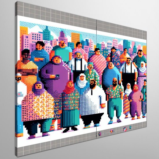 Pixel art dikke dames schilderij | Pixels van plezier: Een vrolijke ...