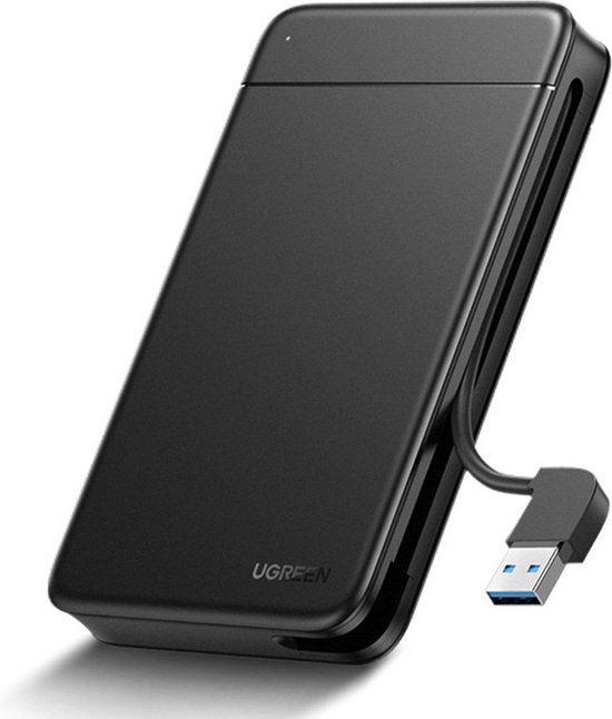 Ugreen - Pocket - SSD/HDD-behuizing 2.5 SATA Ingebouwde USB-kabel Zwart ...