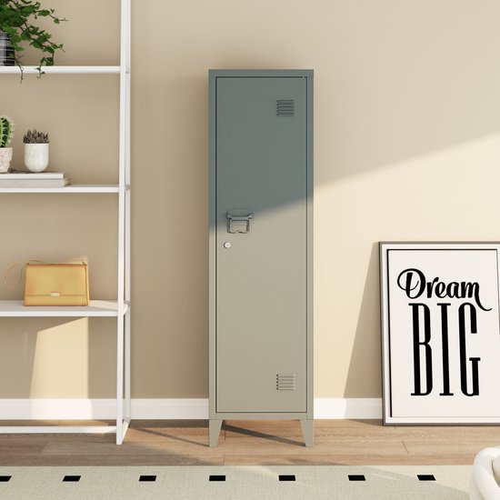 Lockerkast Kurikka metaal 137x38x38 cm donkergrijs [en.casa] | bol