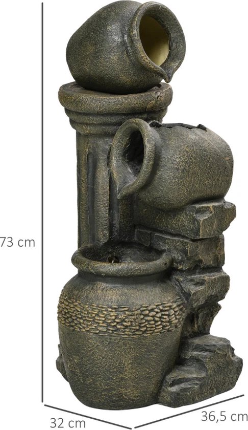 LBB Waterornament - Voor buiten - Tuin - Water Fontein Met Lichten ...