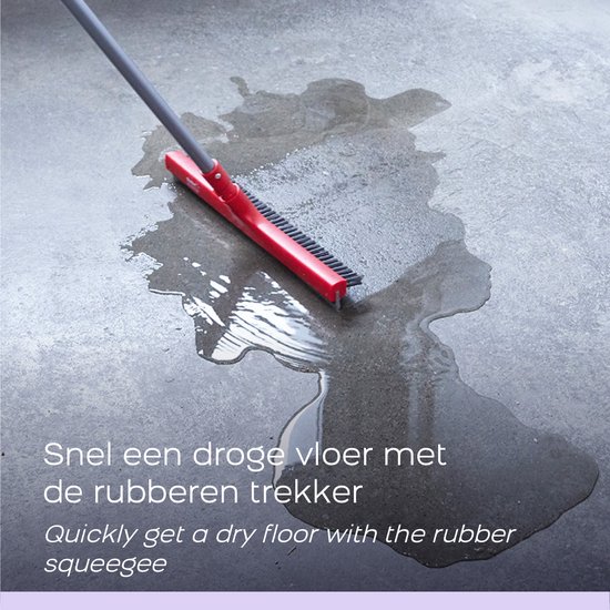 Sauber Meister, 2-in-1 Bezem en Vloertrekker – 42 cm breed – Rubberen ...