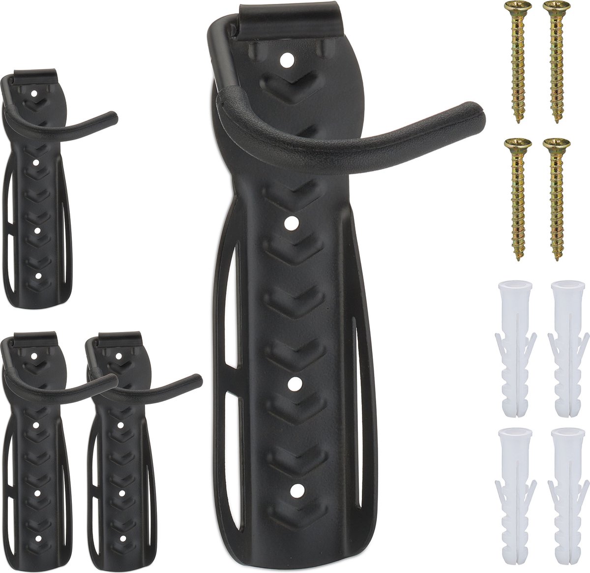 Relaxdays muurbeugel fiets - set van 4 - tot 25 kg - fiets ophangbeugel ...