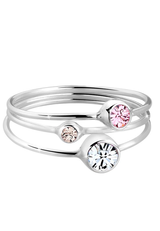 Elli Dames Ring Dames Stapelring Set Modern met Kristallen in 925 ...