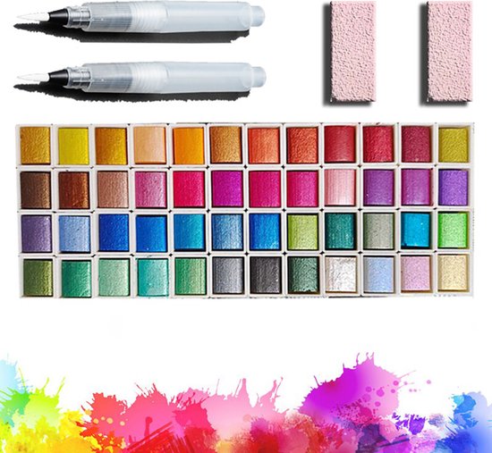 Ginflash Aquaschilder Set – Acrylverf Set 48 Kleuren – Aquarel Verf Set ...