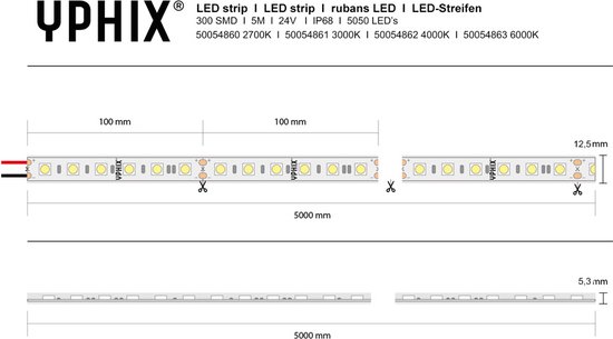 LED strip 5m 24V 6000K IP68 300 SMD 5050 LEDS | bol