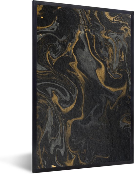 Cadre photo avec affiche - Marbre - Texture - Grijs - Or - Aspect ...