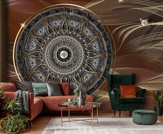 Fotobehang - Vlies Behang - Schitterende Mandala - Symmetrische Kunst ...