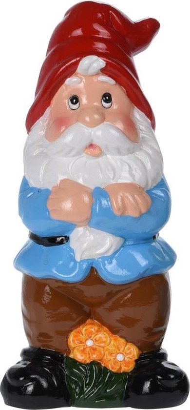 Tuinkabouter beeld Paulus met rode muts en bloemen 20 cm -... | bol.com