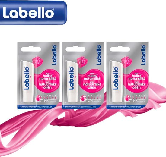 Labello Hot Pink Lippenbalsem Met Natuurlijke Olieen Care & Color - 3 ...