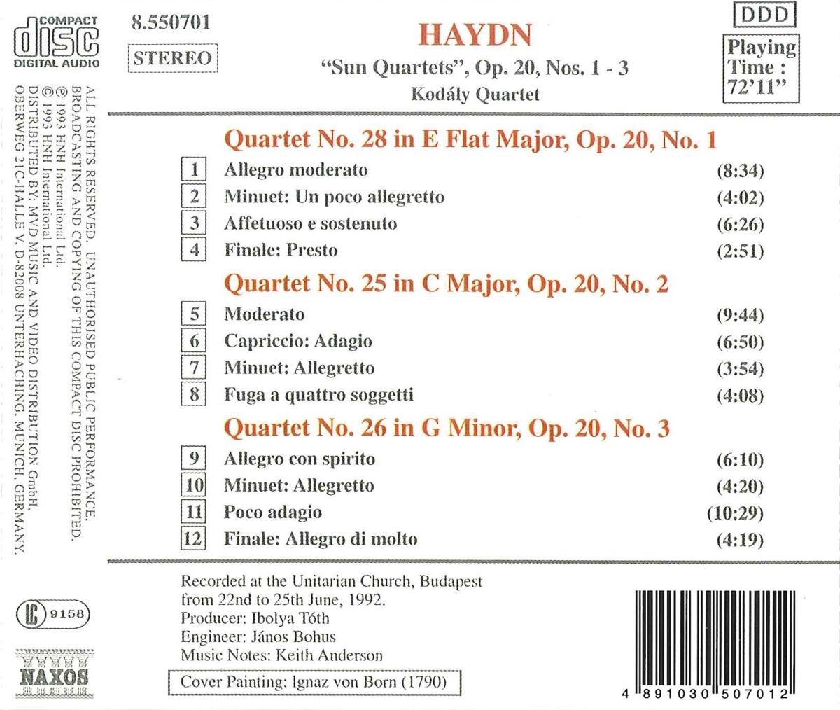 Haydn: String Quartets Op 20 "Sun" Nos 1-3, Franz Joseph Haydn | CD ...