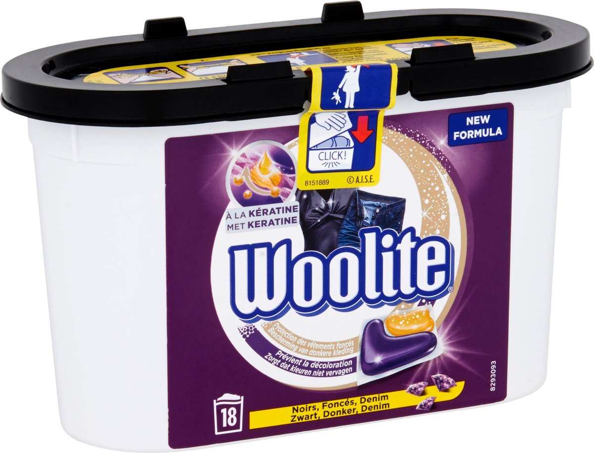 Woolite Zwart, Donker & Denim Capsules Wasmiddel - 18 Capsules | bol.com