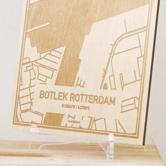 Kaart Botlek Rotterdam - Gegraveerde stadskaart Hood&Wood - Hout, A4 ...